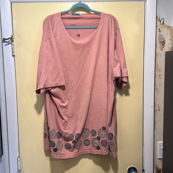 Blue Fish | Tops | Salmon Pink Blue Fish Tunic Top Hand Painted | Poshmark